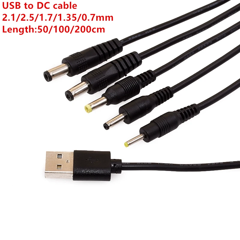 1Pcs USB Male to 5.5 MM X 2.1MM 5.5*2.5 DC Barrel Jack Power Cable AC ...