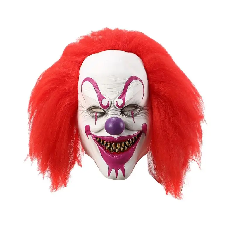 Horror-Red-Hair-Clown-Mask-Halloween-Scary-Smiling-Full-Face-Cover ...