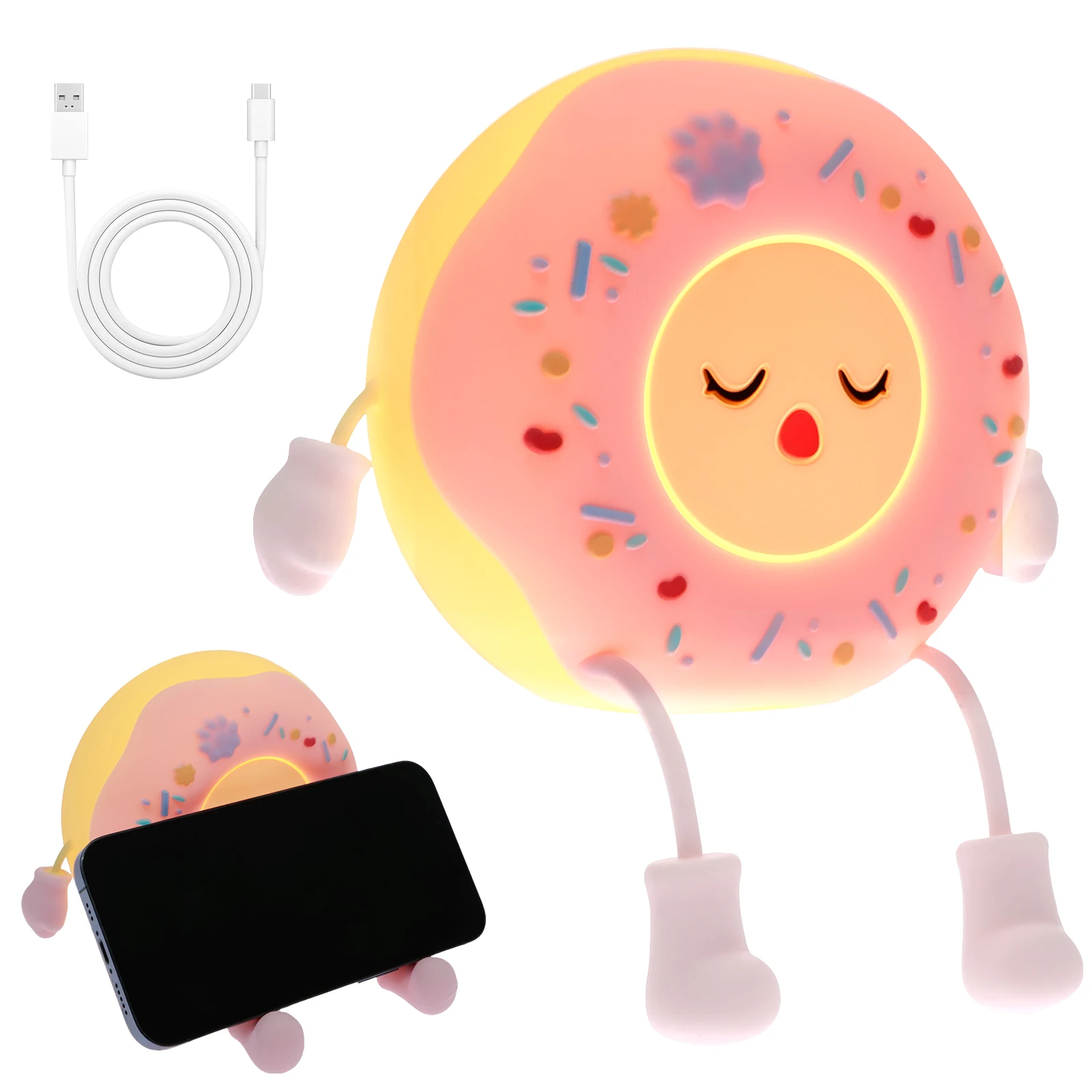 Cute-Donut-Night-Light-2-Level-Dimmable-Nursery-Night-Light-Touch ...