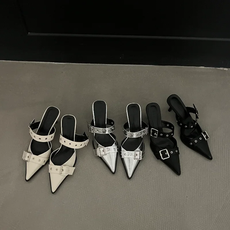 2025Punk Goth Metal Buckle High Heels Women's Sandals Summer 2024 ...