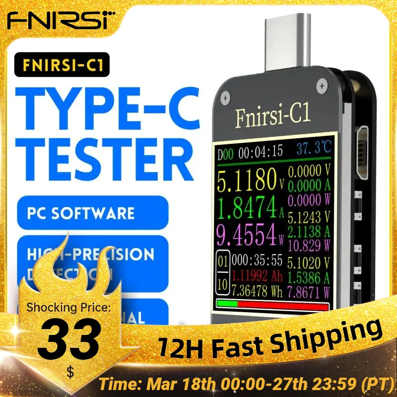 FNIRSI-C1-Type-C-PD-Trigger-USB-C-Voltmeter-Ammeter-Fast-Charging ...