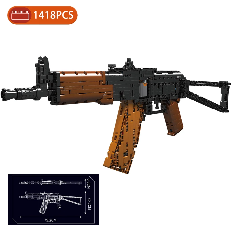 MOC WW2 Military AK47 Battle Rifle Simulation Gun High-Tech Battle ...