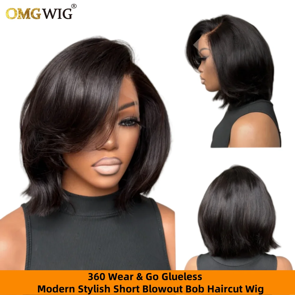 360 Wear & Go Glueless Lace Modern Stylish Side Part Straight Bob Wig ...