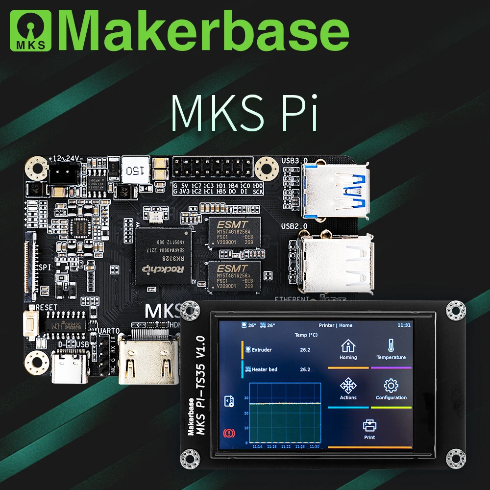 Makerbase MKS PI Board con Quad core 64bits SOC integrado funciona Klipper y KlipperScreen para ...