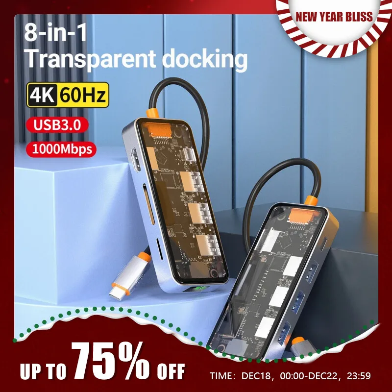Transparent-TYPE-C-8-in-1-Docking-Station-USB-C-Hub-With-4K-HDMI-100W ...