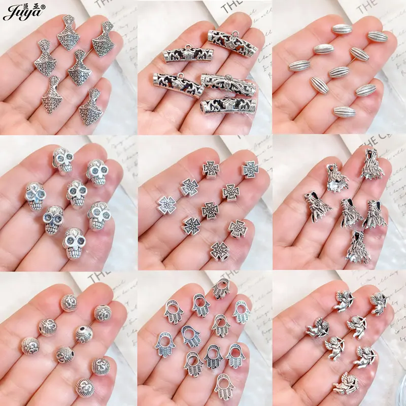 5pcs-195pcs Various Tube Beads Skull Cross Spacer Beads For Jewelry ...