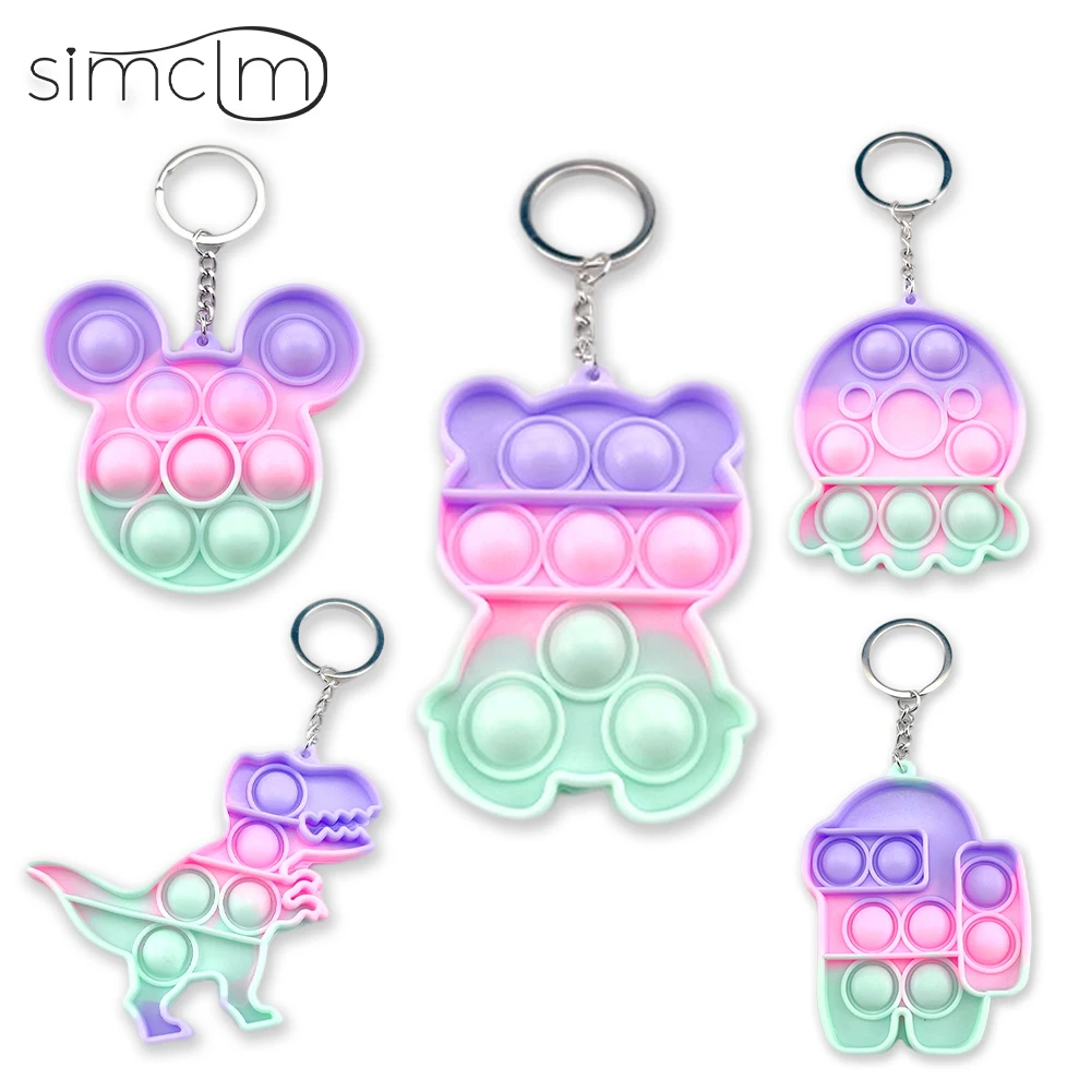New Cute Rebound Silicone Keychain Key Ring Creative Cartoon Animal ...