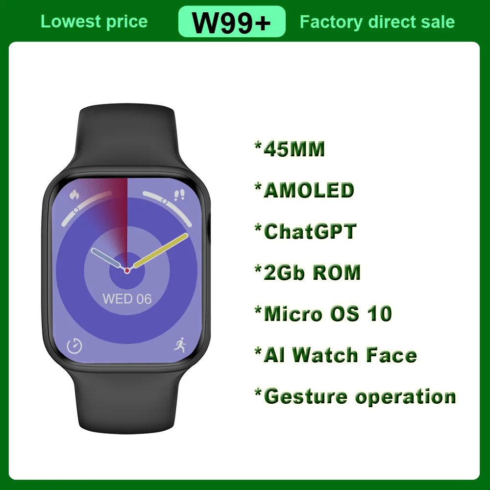 AMOLED-W99-Smartwatch-S-rie-9-45mm-OS10-B-ssola-NFC-Chamada-Bluetooth ...
