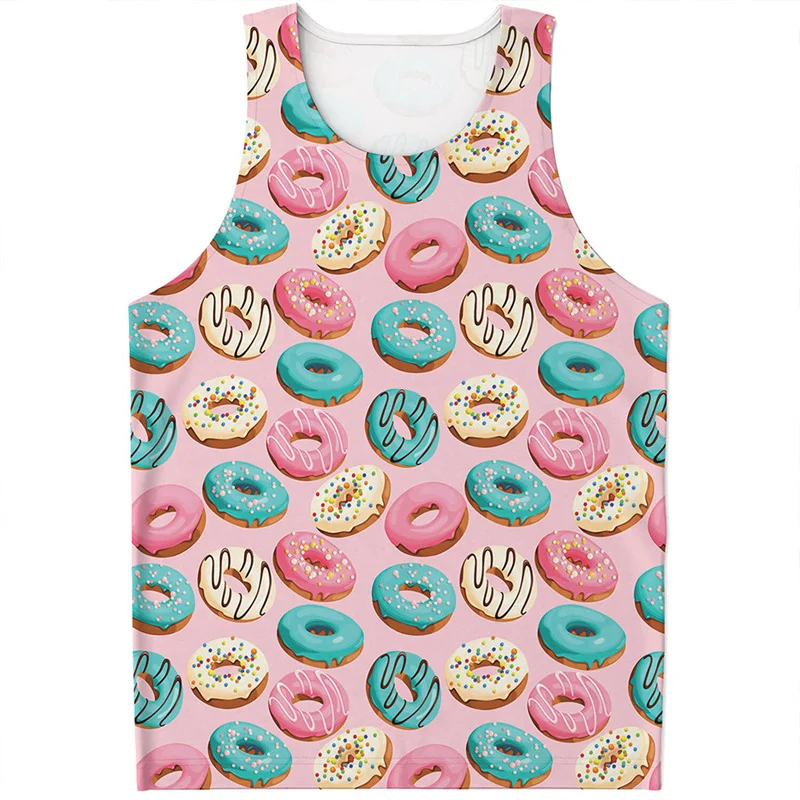 Colorful Donut Pattern Tank Top Men Clothes 3D Printed Food Sleeveless ...