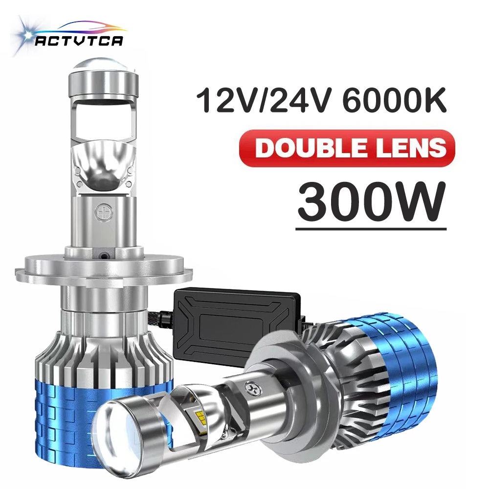ACTVTCA-300W-H7-H4-LED-Headlight-Mini-Lens-Projector-H9-H11-9005-9006 ...