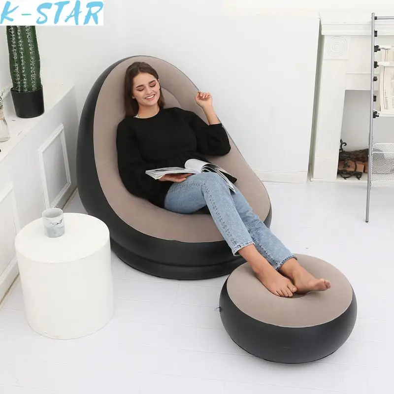 Sof-inflable-de-felpa-para-personas-perezosas-cama-de-pie-plegable-para ...