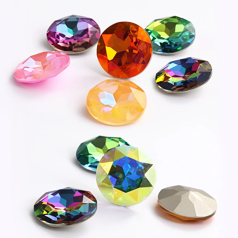 27mm Round Glass Rhinestone Pointback Gemstone Diamond Stones For ...
