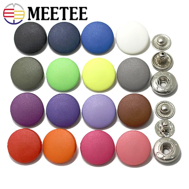 Meetee 50set 12/15/18/20/23mm Plastic Snap Buttons Round Invisible Stud ...