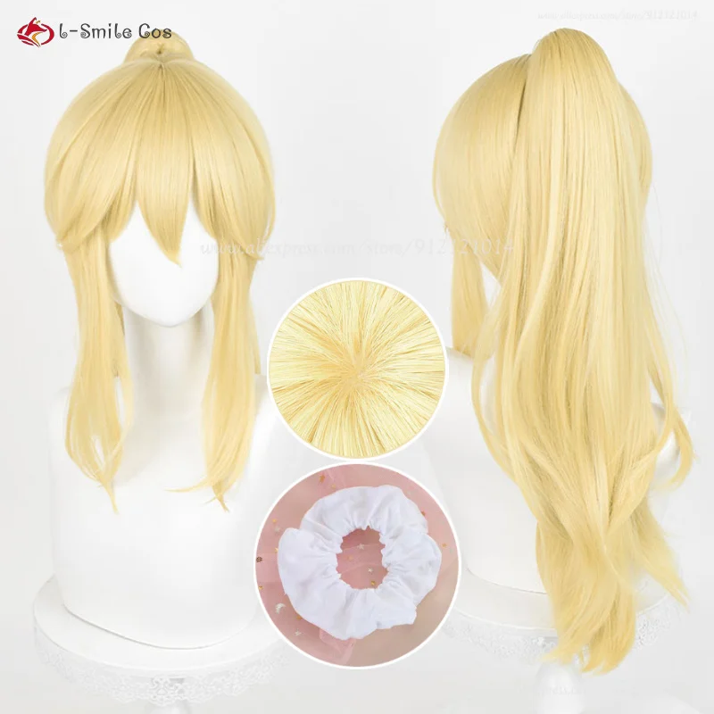 Anime Ellie Cosplay Wig 75cm Golden Yellow Wigs With Ponytail Women Eli ...