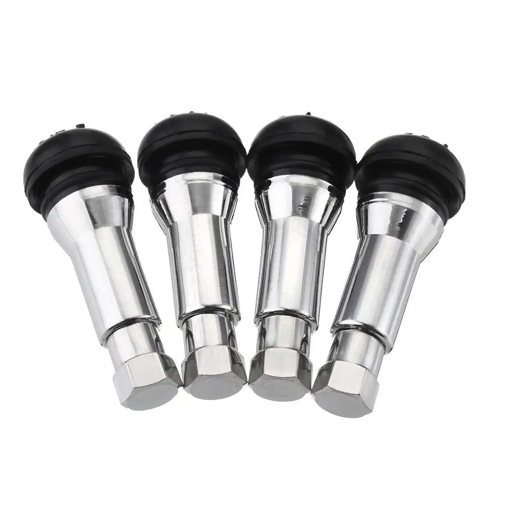 4Pcs TR414 Chrome Aluminium Tubeless Tyre Valve Stem Cap Snap In Wheel ...