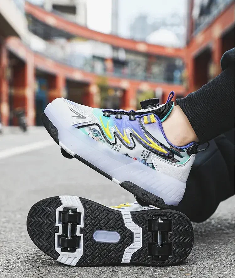 Roller-Skate-Shoes-4-Wheels-Sneakers-Children-Boys-Led-Flashing-Light ...