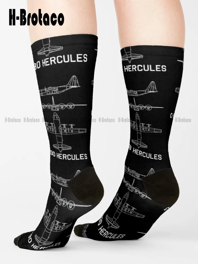 C-130-Hercules-Military-Transport-Plane-Airplane-Blueprint-Gift-Socks ...