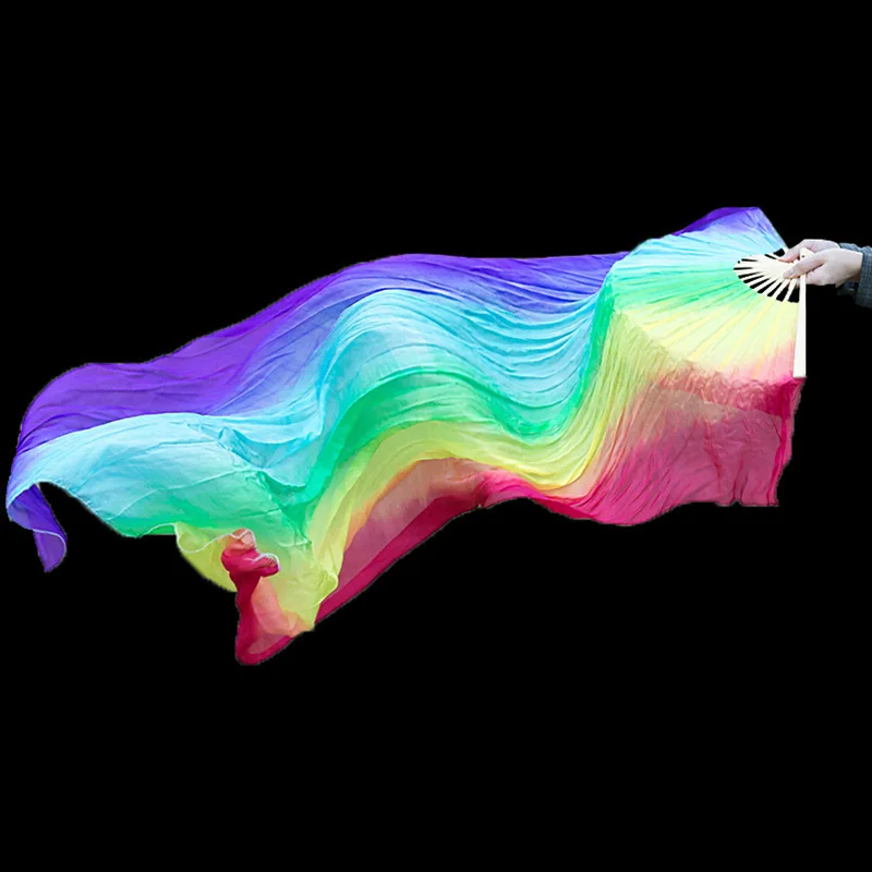 150cm-Gradient-Color-Belly-Dancing-Fan-Long-Imitation-Silk-Fans-Chinese ...