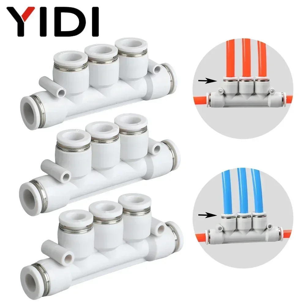 Pneumatic Fittings PK6 Pneumatic Air Flow Manifold – Quick Connector ...