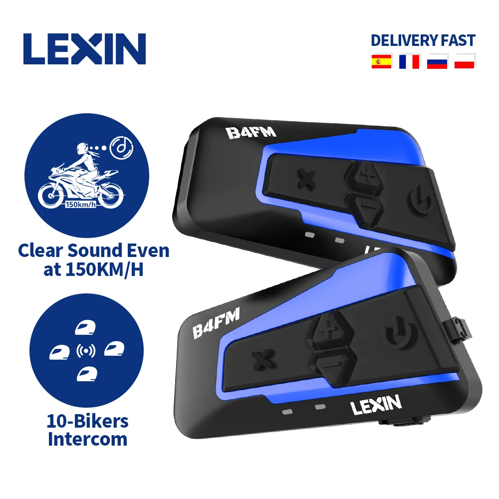 Lexin B4fm-x 10 Bikers Bluetooth Motorcycle Intercom Helmet Headsets,bt ...