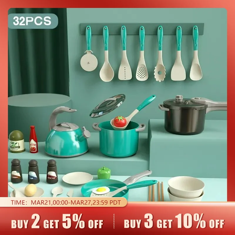 32pcs-Kids-Kitchen-Cooking-Toy-Set-Pretend-Cooking-Food-Play-With-Pots ...