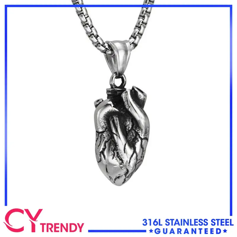 316L-Solid-Stainless-Steel-Men-s-Anatomical-Real-Human-Heart-Pendant ...