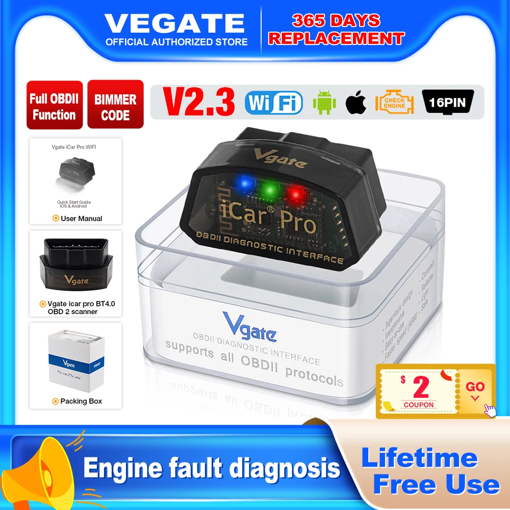 Vgate Icar Pro Elm327 Wifi Obd2 Scanner Bluetooth-compatible 4.0 For Android/ios Car Auto ...