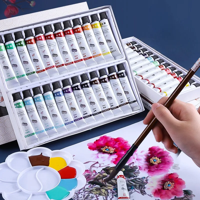 36-Color-12-5ml-Tubular-Chinese-Painting-Pigment-Set-Beginner-Art ...