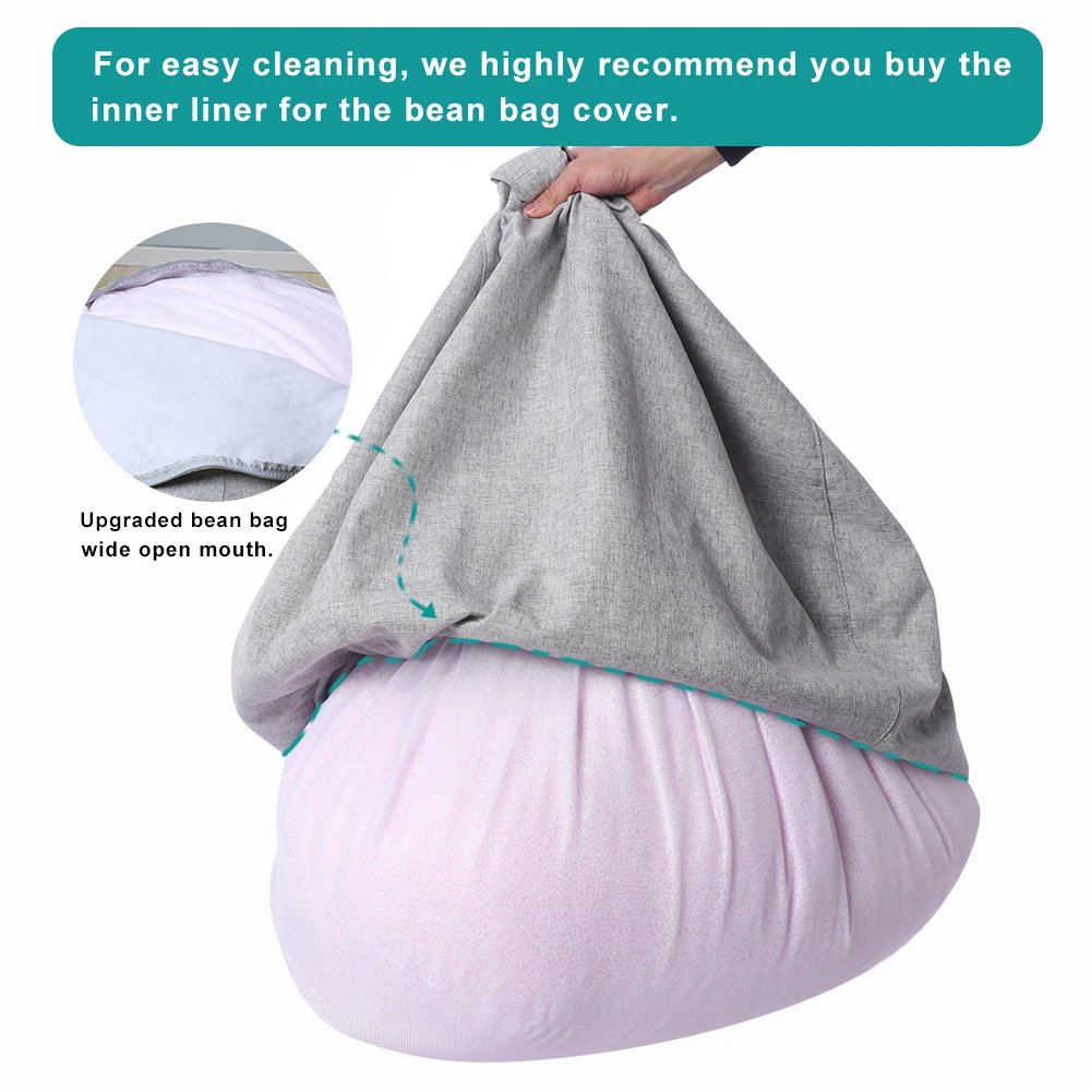 White-Bean-Bag-Inner-Liner-No-Filler-Easy-Cleaning-Bean-Bag-Insert ...