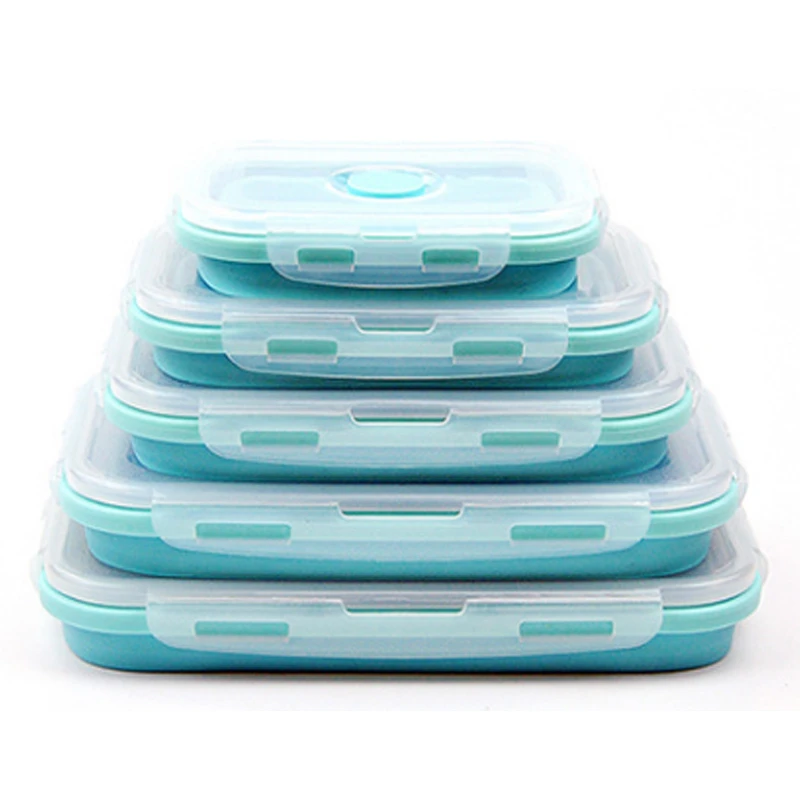 1/3/4pcs Set Foldable Silicone Food Lunch Box Fruit Salad Storage Food ...