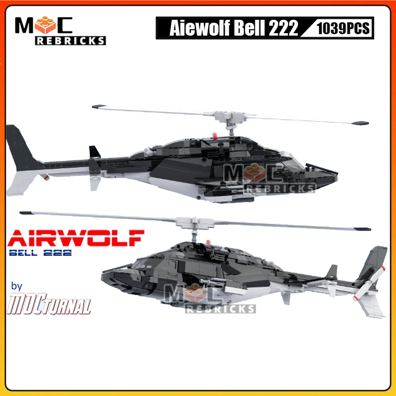 Movie-TV-Series-Airwolf-Bell-222-MOC-Building-Blocks-Helicopter-Collector-Expert-DIY-Assembly ...