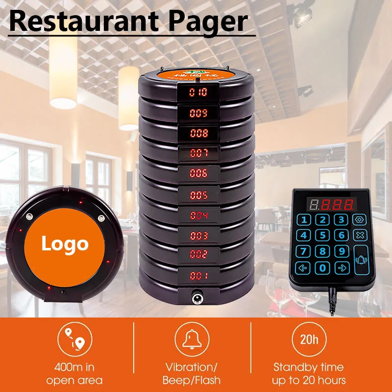 Restaurant-Pagers-Wireless-Calling-System-10-Vibrator-Coaster-Buzzer ...