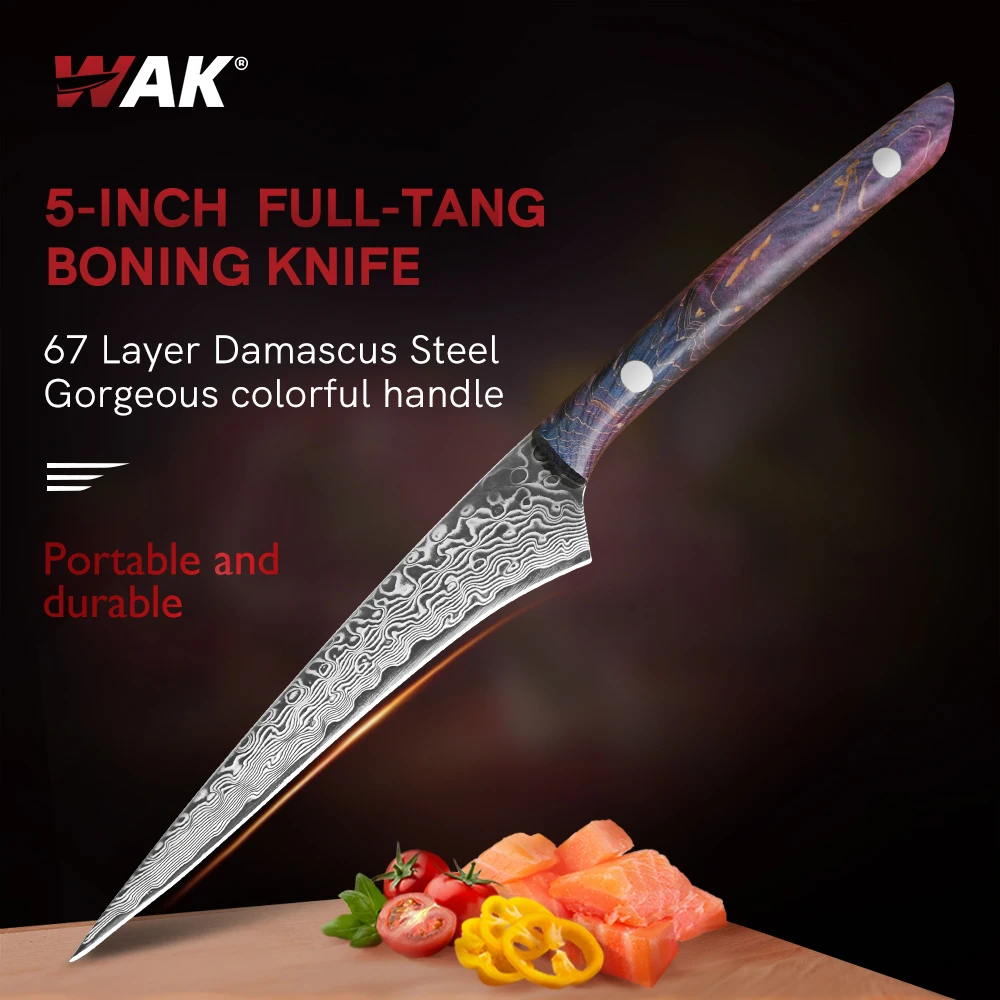 WAK 5‘’ Hand made Damascus Steel Kitchen Knife Fishing Knives Boning ...