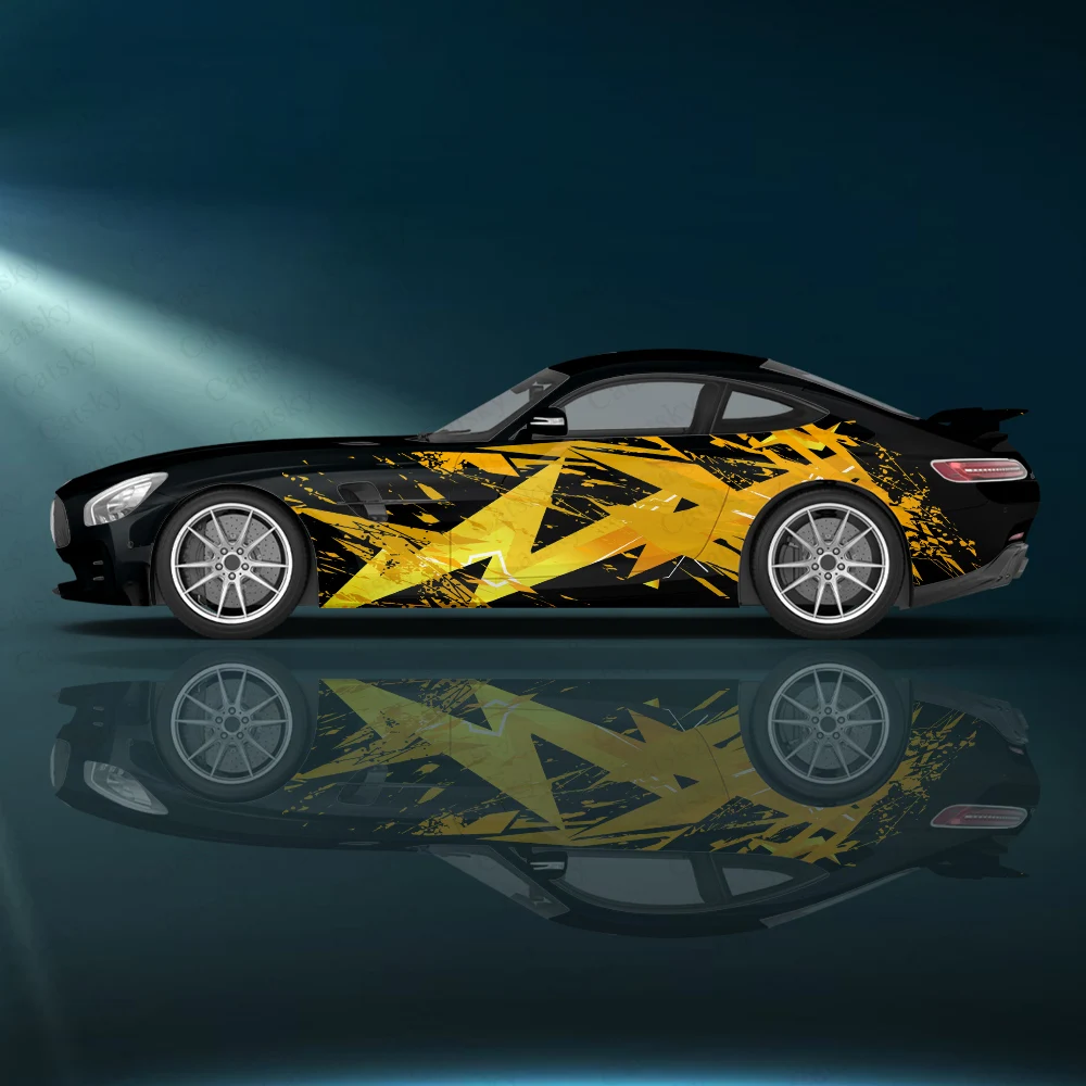 Ink-splash-geometric-striped-pattern-Side-Graphic-Sticker-Car-Universal ...