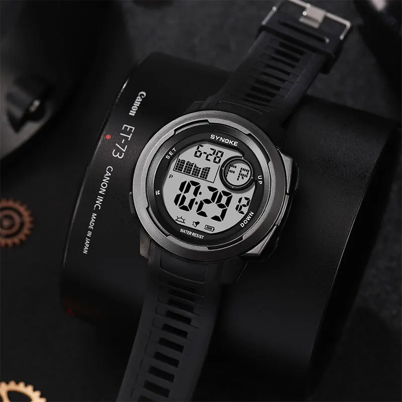 SYNOKE Men Alarm Chrono Clock 5Bar Waterproof Military Watches LED ...