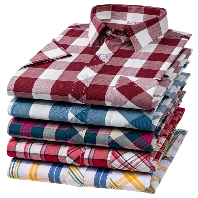 Plus Size 8XL 7XL New Men's Shirts Short Sleeve Summer 100%Cotton Plaid ...