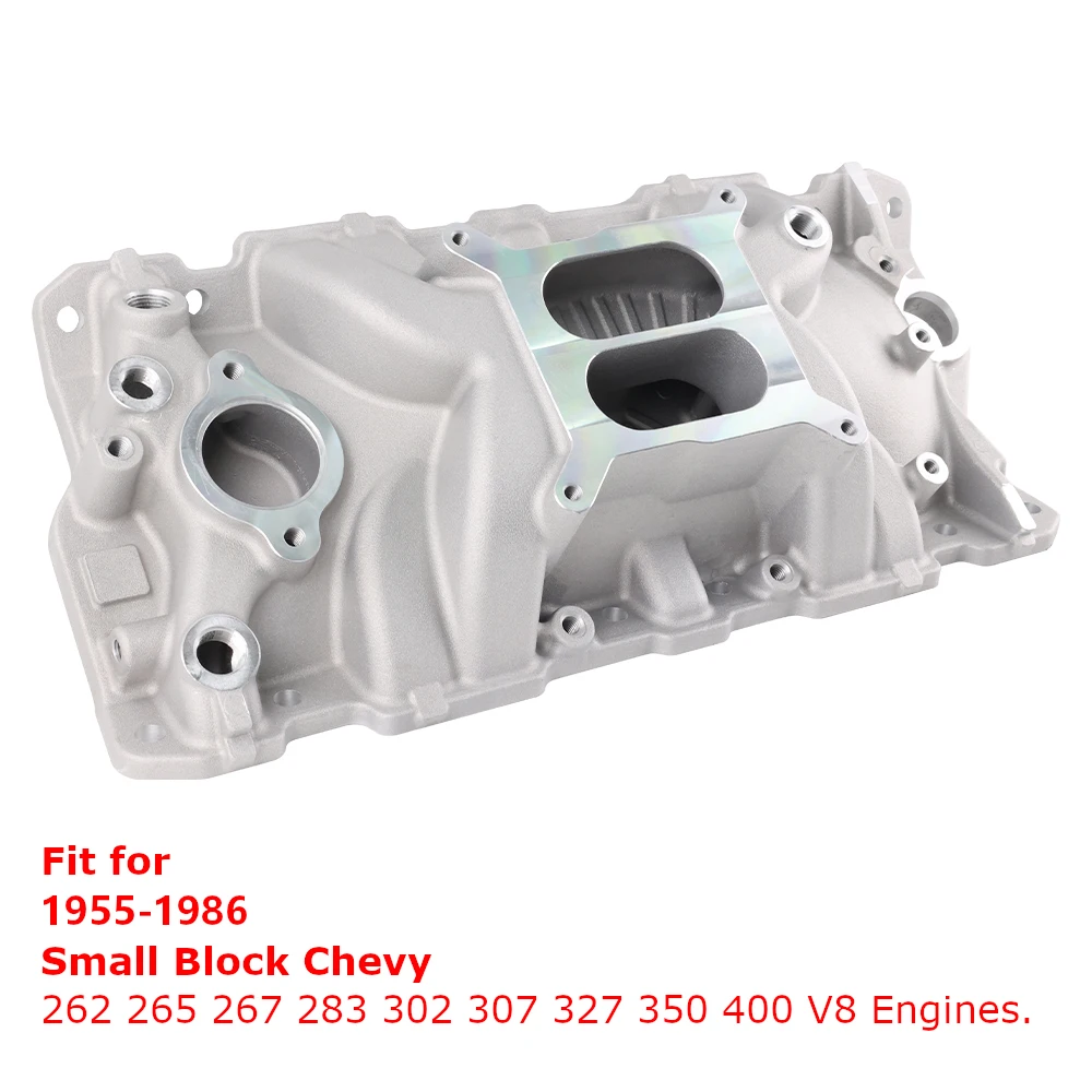 Silver Small Block Intake Manifold Aluminum For 1955-1986 Chevy 283 305 ...