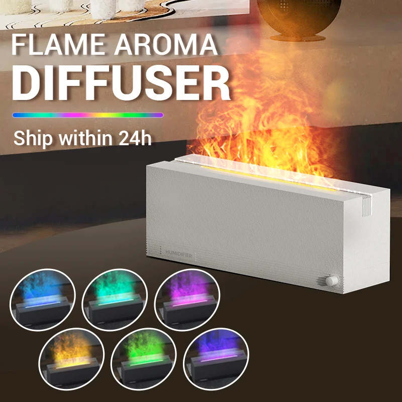 Flame-Aroma-Difusor-com-USB-Ultrasonic-Cool-Mist-Maker-Umidificador-de-ar-colorido-Fogger-para ...