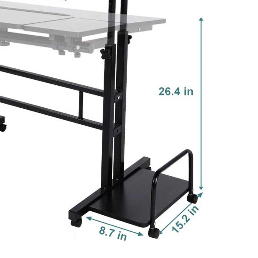 Mobile Standing Computer Workstation Home Office Desk with Wheels and ...
