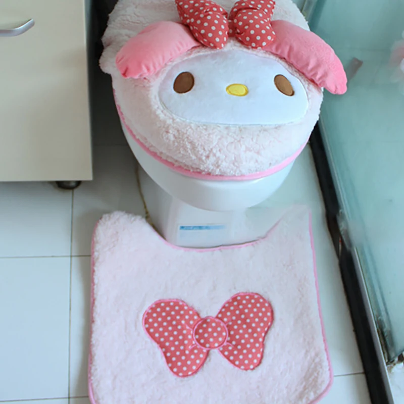 Sanrios-My-Melody-Cute-Kawaii-Anime-Plush-Bow-Toilet-Cover-Foot-Pad ...