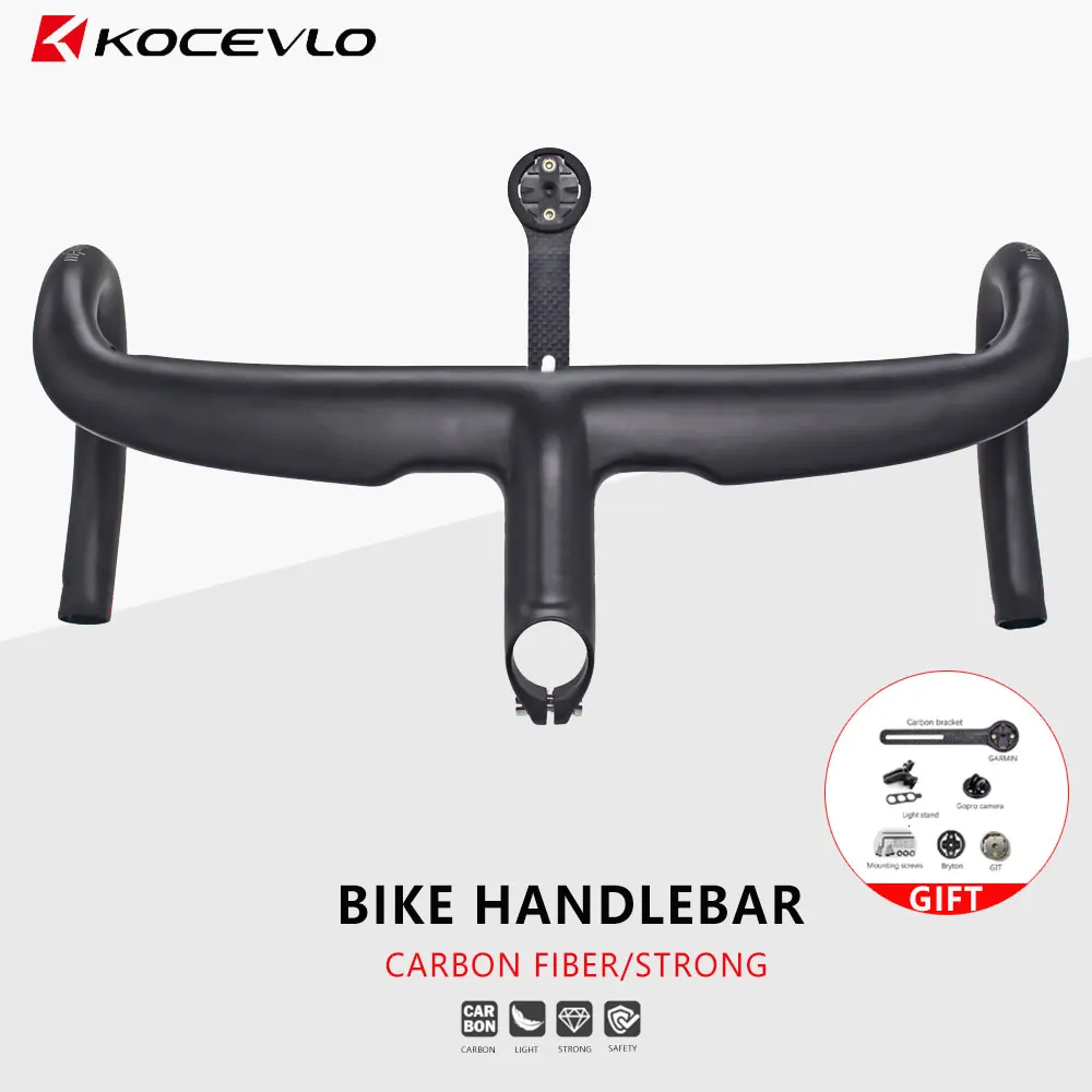 KOCEVLO Full Carbon Fiber Ultra Light Integrated Road Bicycle Handlebar ...