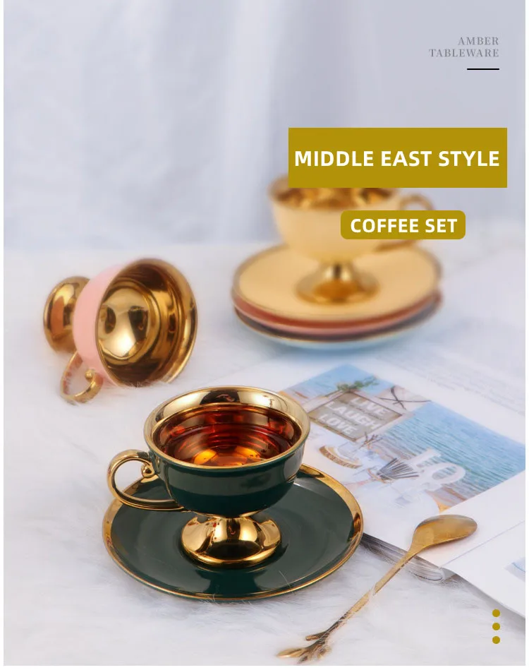 Turkey Style Goblets Modern Luxury Gold-plated Coffee Cup Set High ...