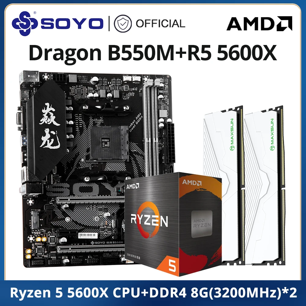 SOYO-procesador-de-CPU-Dragon-B550M-con-Ryzen-5-5600X-conjunto-de-placa ...