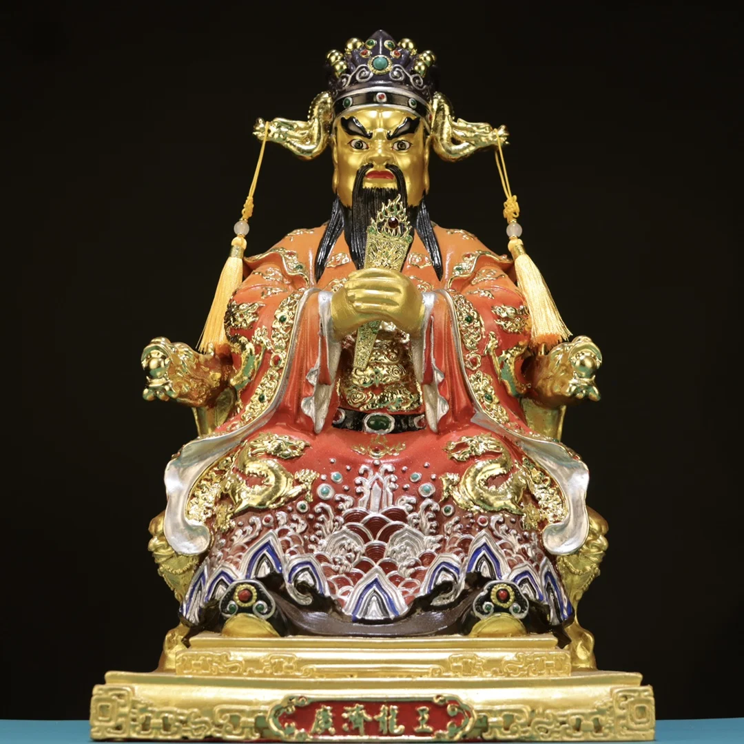 Colección de templo tibetano de 12 ", latón antiguo pintado, rey dragón ...