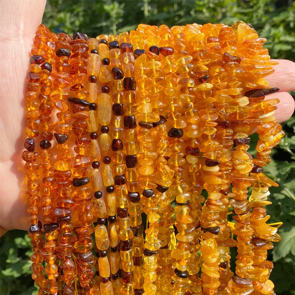 100% Natural Irregular Amber Stone Bead Round Oval Nugget Chips Raw ...