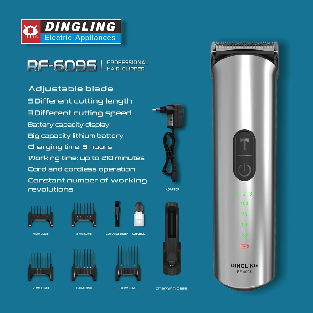 DingLing-RF-609S-Hair-Clipper-Electric-Hair-Trimmer-Men-Full-Metal ...