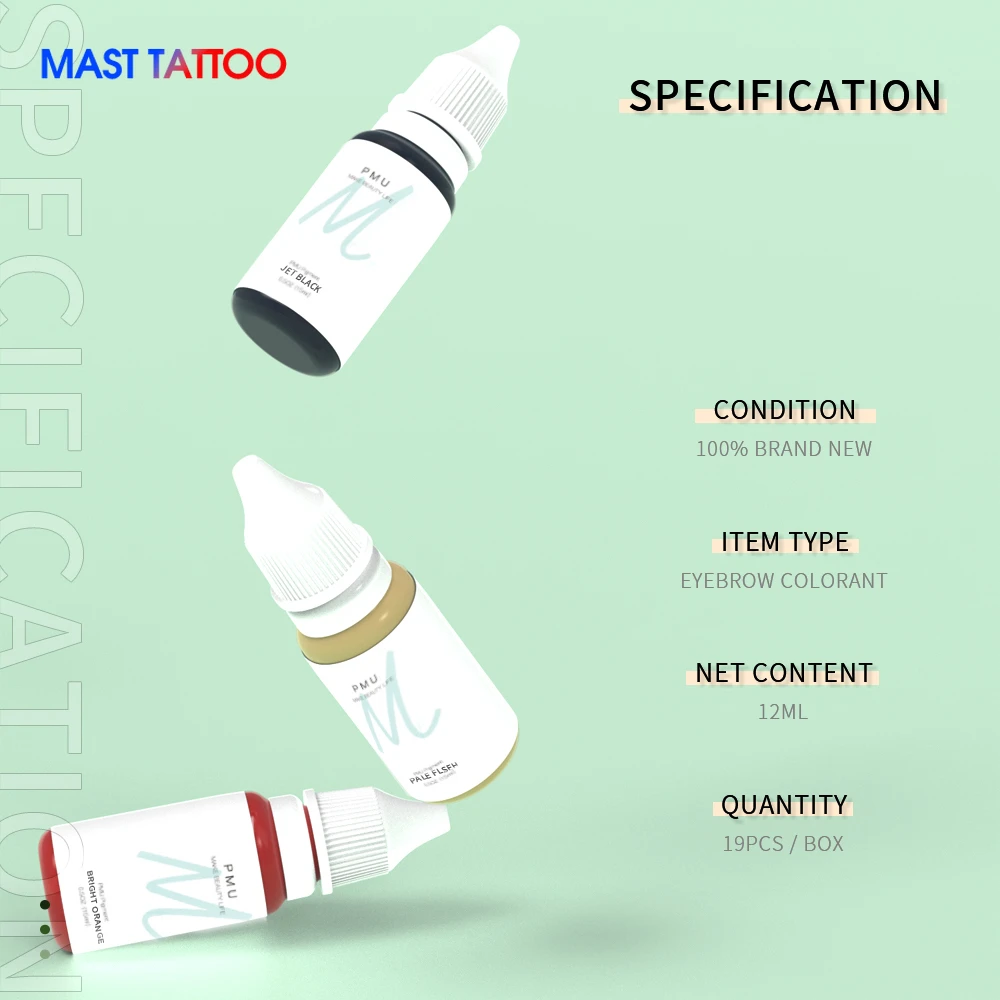 Mast Tattoo 0.5oz/15ml Plant Pmu Ink For Eyebrow Eyeliner Microblading ...