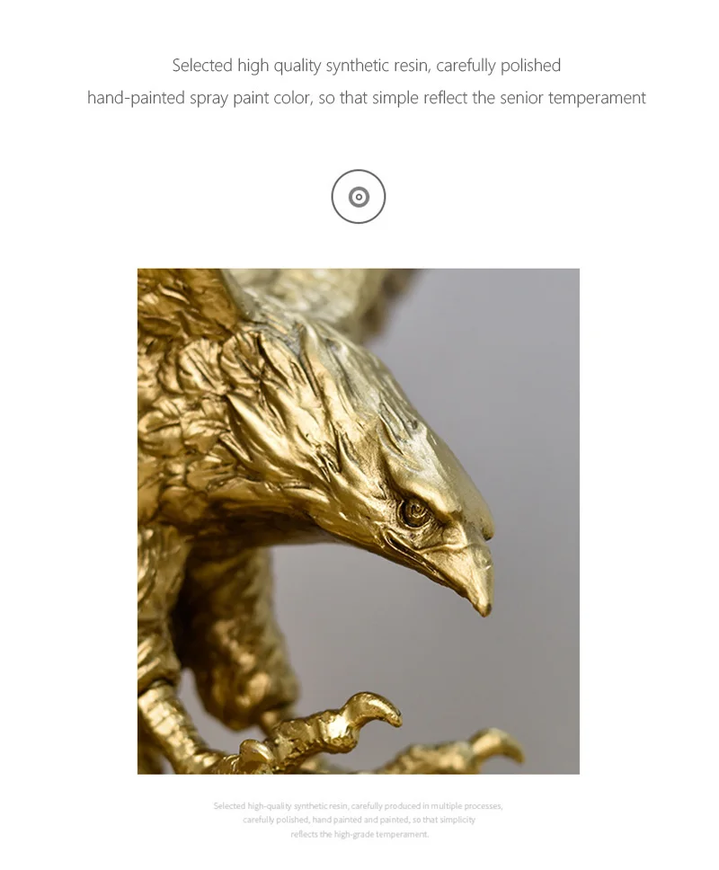 Resin Golden Eagle Animal Figurines Hawk Statue Craft Decor - Cutegiftie