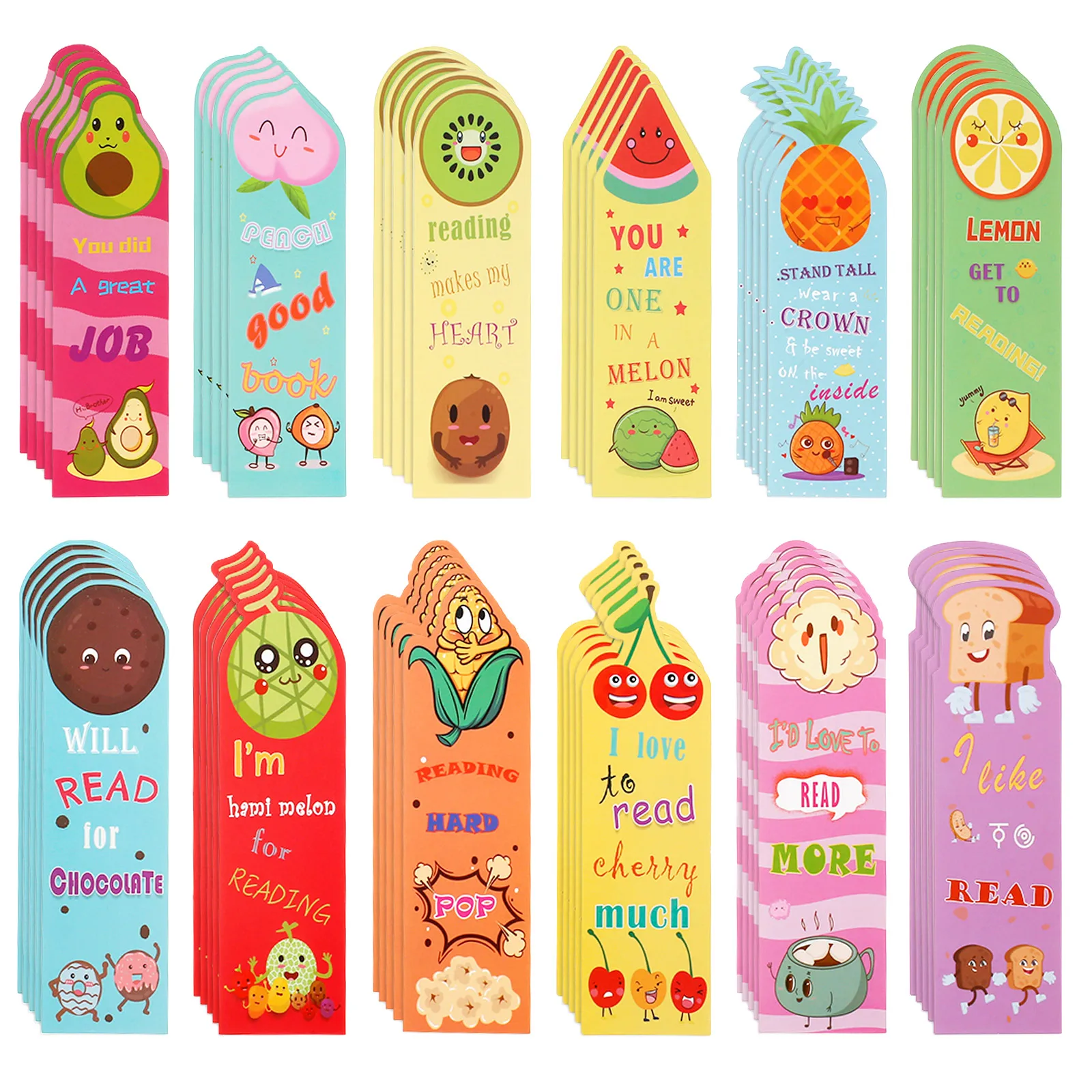 60Pcs Scented Bookmarks Fruit Theme Paper Bookmarks 12 Styles Colorful ...