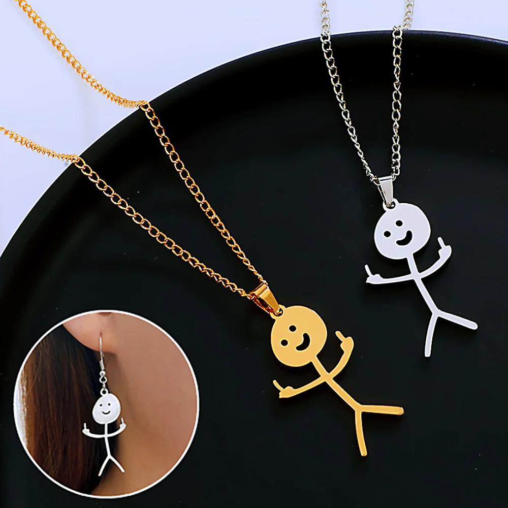 New-Fxck-You-Necklace-for-Men-Graffiti-Character-Fun-Stainless-Steel ...